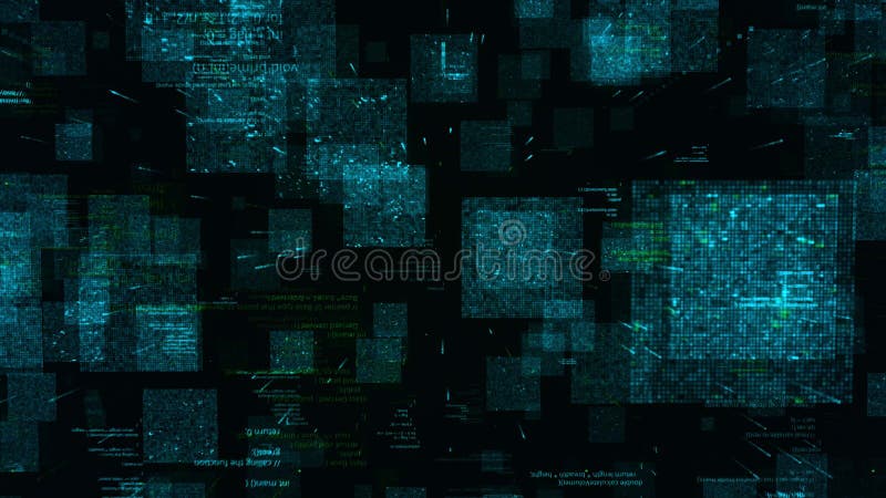 Digital Flying Background With A Network Data Code Seamless Loop Animation Concept Of Big