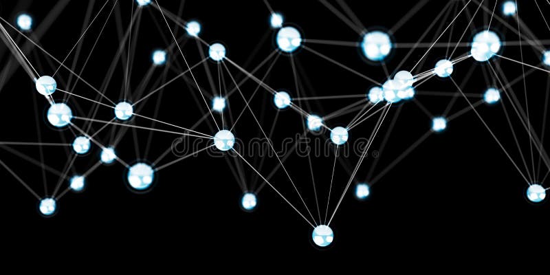 Digital Flying Network Balls Connection 3D Rendering Stock Illustration ...