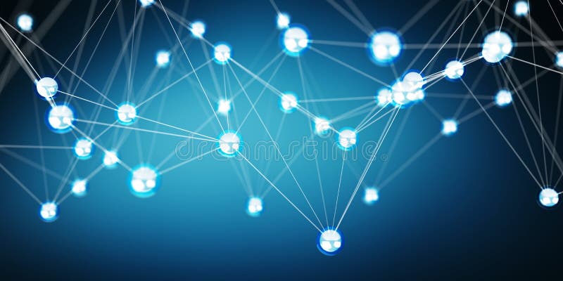 Digital Flying Network Balls Connection 3D Rendering Stock Illustration ...