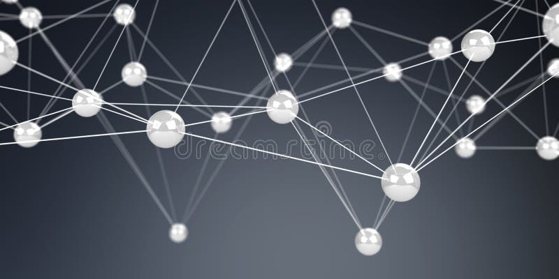 Digital Flying Network Balls Connection 3D Rendering Stock Illustration ...