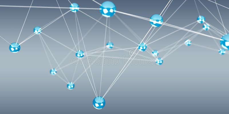 Digital Flying Network Balls Connection 3D Rendering Stock Illustration ...