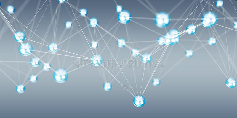 Digital Flying Network Balls Connection 3D Rendering Stock Illustration ...