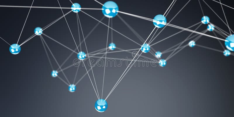 Digital Flying Network Balls Connection 3D Rendering Stock Illustration ...