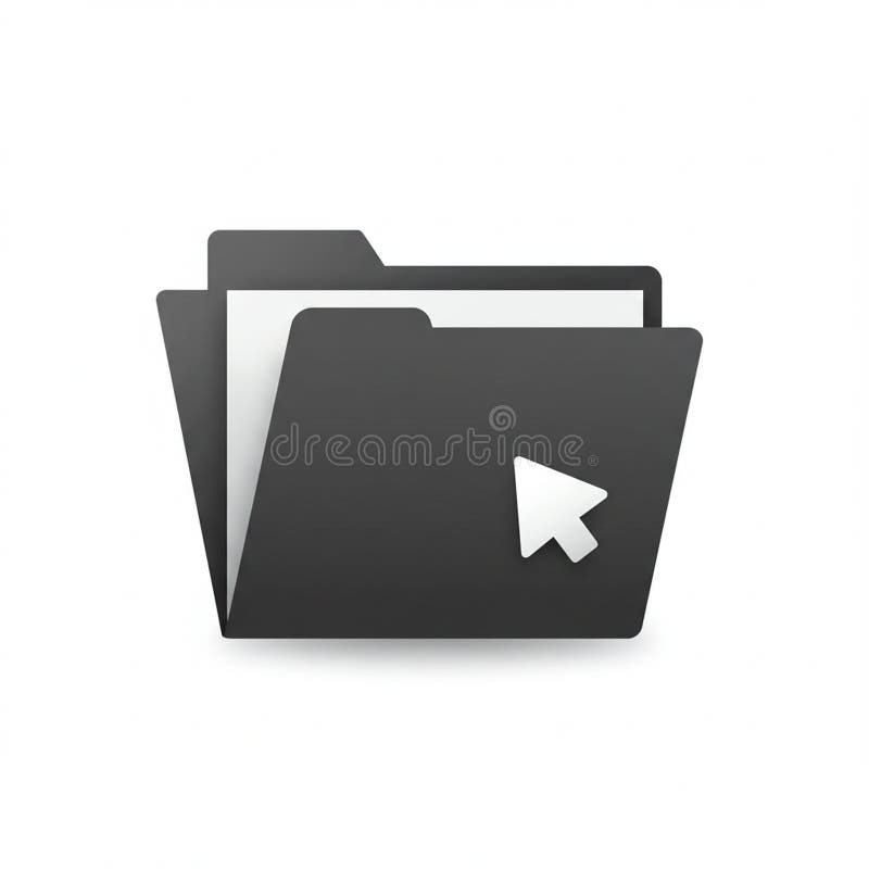 A Digital Folder Icon is Displayed with a Gray Color Scheme, Featuring Two Folder Images Stock ...