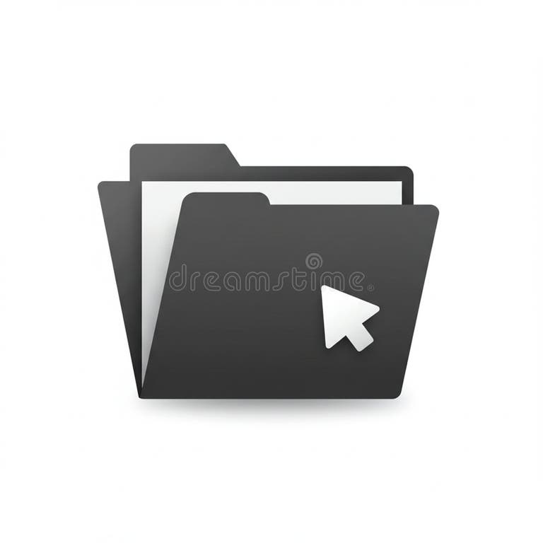 A Digital Folder Icon is Displayed with a Gray Color Scheme, Featuring ...