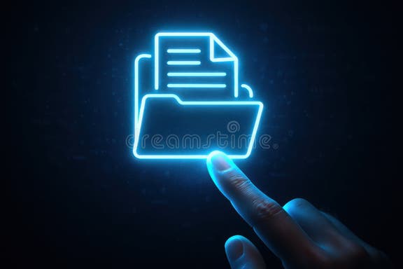 Digital Folder Icon with Finger Interaction Stock Image - Image of ...