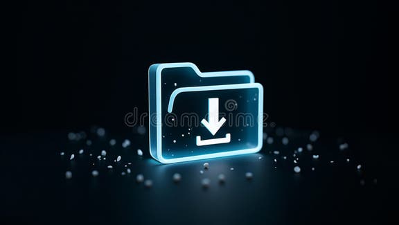 Digital Folder Icon Symbolizes Data Storage and Online Download Process ...
