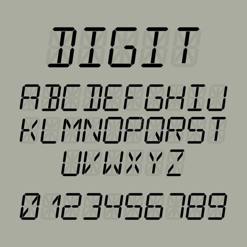 Pixel Font, Vector Letters, Numbers and Signs on Old Computer Led ...