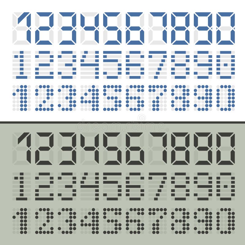 Digital Led Font Alphabet Letters and Numbers Stock Vector ...