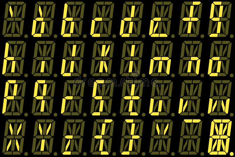 Yellow LED Digital Letters For Text, Display Font Stock Vector ...