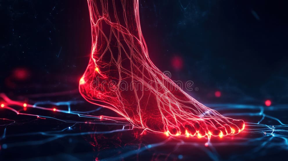 Digital Foot Anatomy Visualization with Glowing Neural Pathways and ...