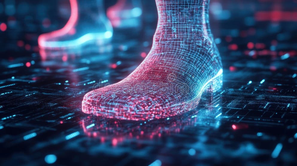 Digital Foot Walking on Circuit Board Representing Artificial ...