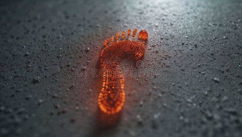 Digital Footprint: a Faint, Glowing Human Footprint Made of Binary Code ...