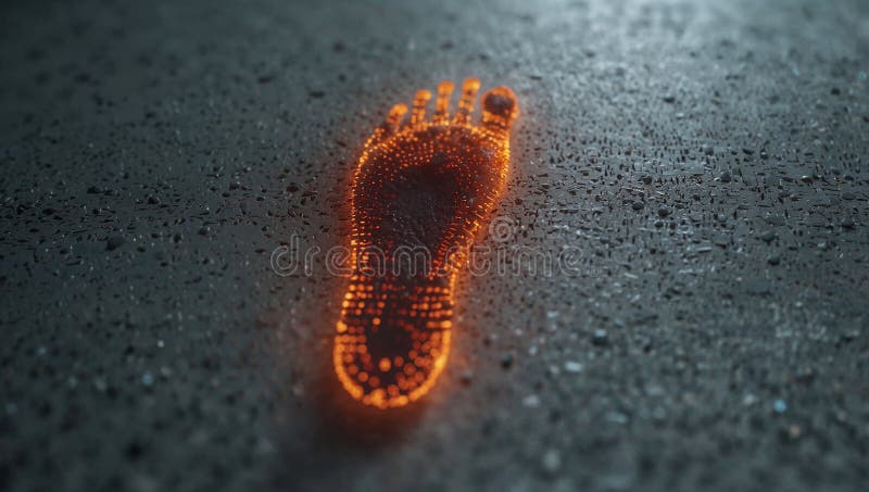 Digital Footprint: a Faint, Glowing Human Footprint Made of Binary Code ...