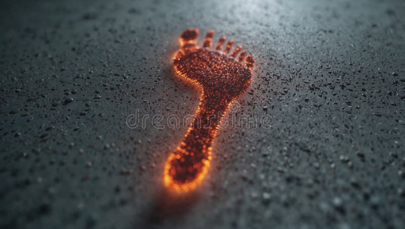 Digital Footprint: a Faint, Glowing Human Footprint Made of Binary Code ...