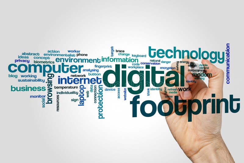 Digital Footprint Word Cloud Concept on Grey Background Stock ...