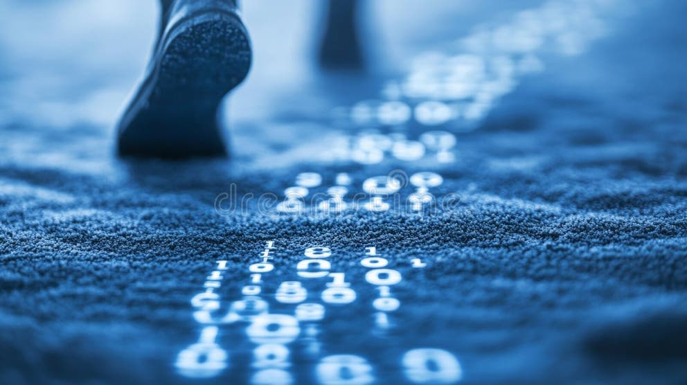 Digital Footprints in Binary Code, Representing Data Trail and Online ...