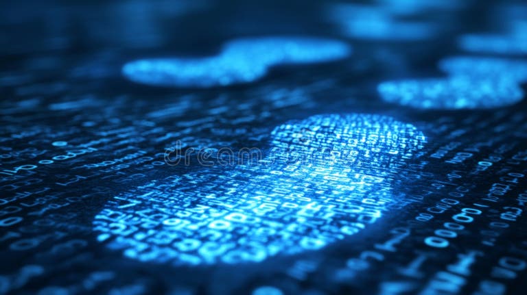 Digital Footprints in Binary Code, Representing Data Trail and Online ...