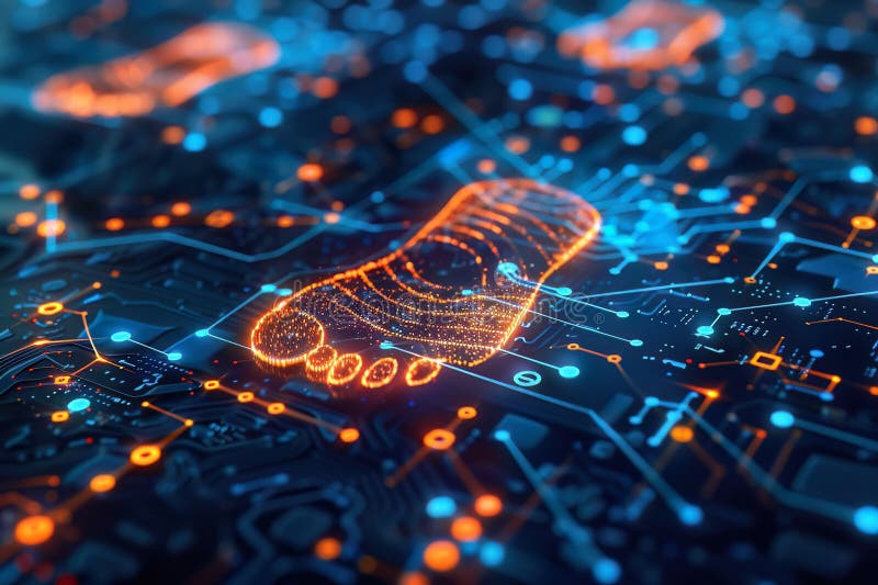 Digital Footprints Leading To a Locked Virtual Safe Illustrating the ...