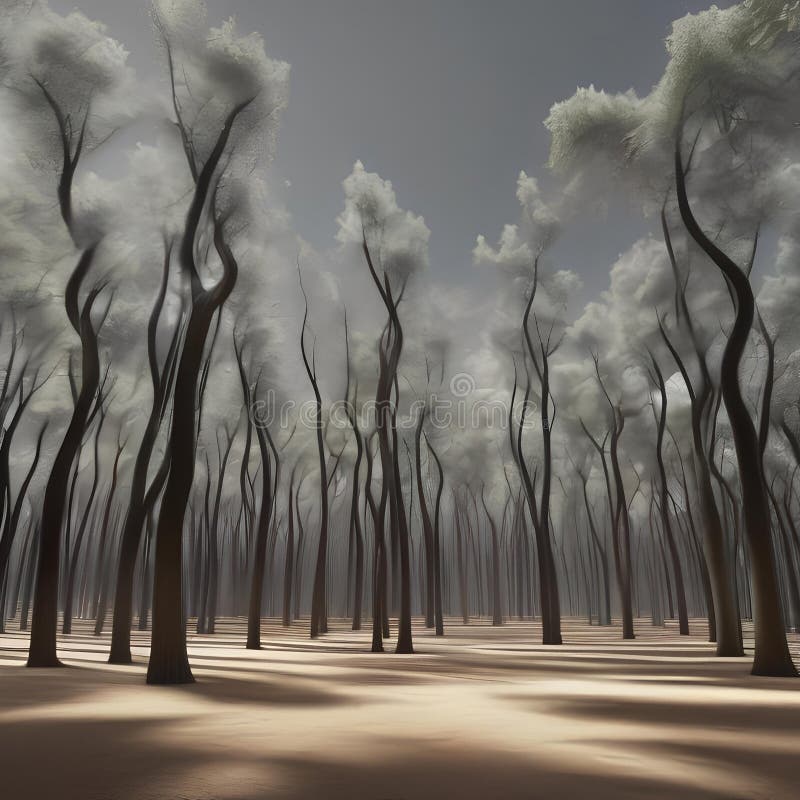A Digital Forest of Abstract Trees Swaying in a Virtual Breeze, Their ...