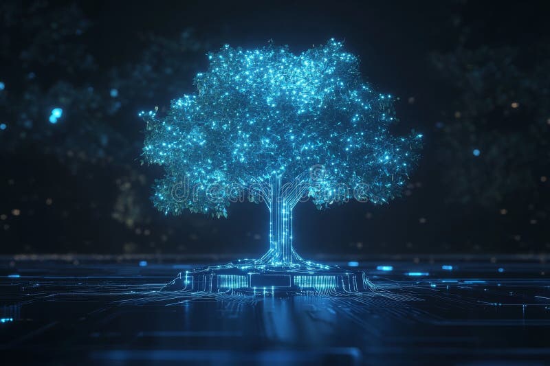 In a Digital Forest, an AI Tree with Circuit Board Links Embodies ...