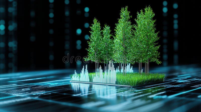 Digital Forest With Data Visualization And Growth Metrics Stock Illustration Illustration Of