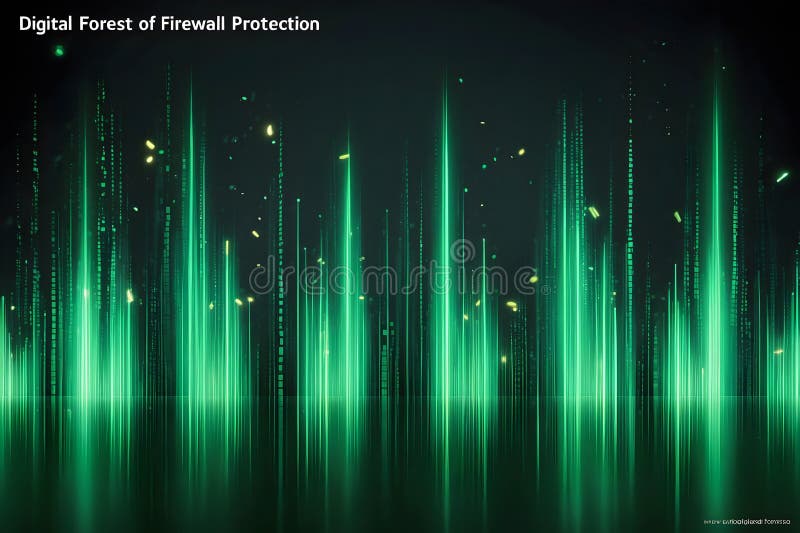 Digital Forest of Firewall Protection Stock Illustration - Illustration ...
