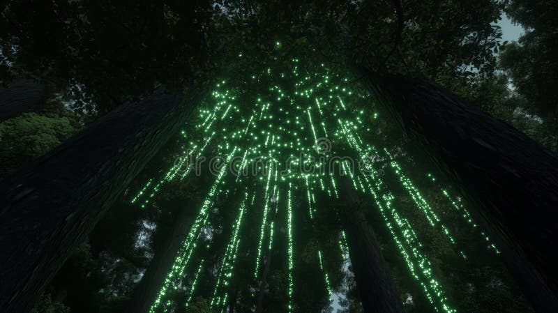 Digital Forest: Fusion of Nature and Technology Stock Image - Image of ...