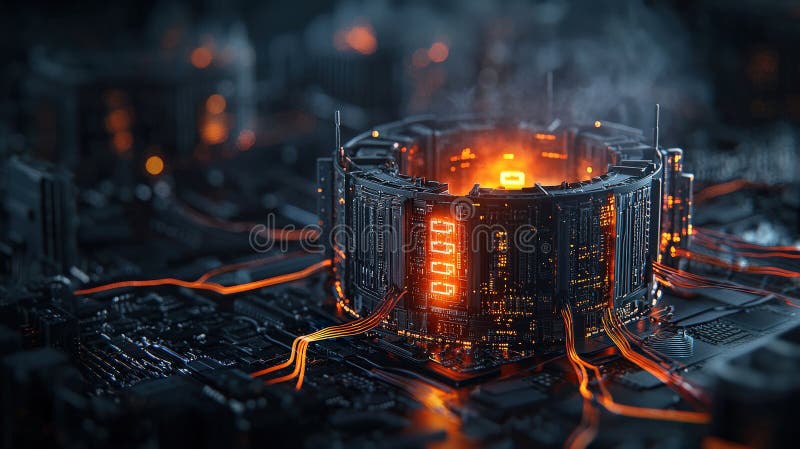 Digital Fortifications Glowing Fortress Concept in Futuristic ...