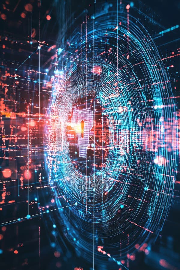 Digital Fortress of Identity Protection with Glowing Security Elements ...