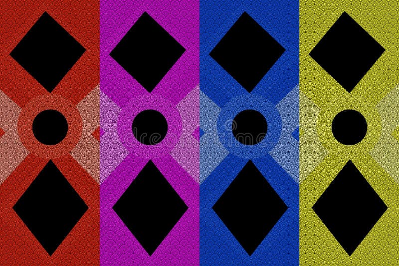 Digital Four Mix Color Design with Rhombus and Circle Stock ...