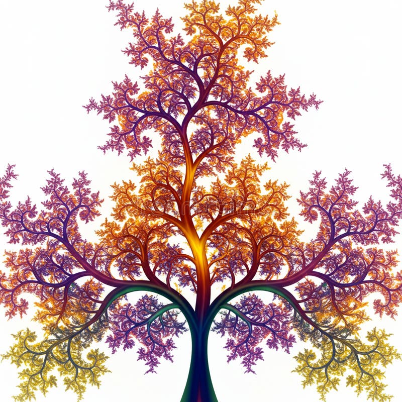 A Digital Fractal Image Resembling a Tree with Complex, Intricate ...