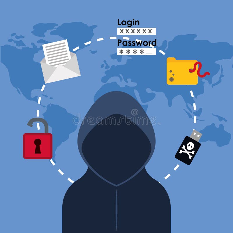 Digital Fraud and Hacking Design Stock Vector - Illustration of ...