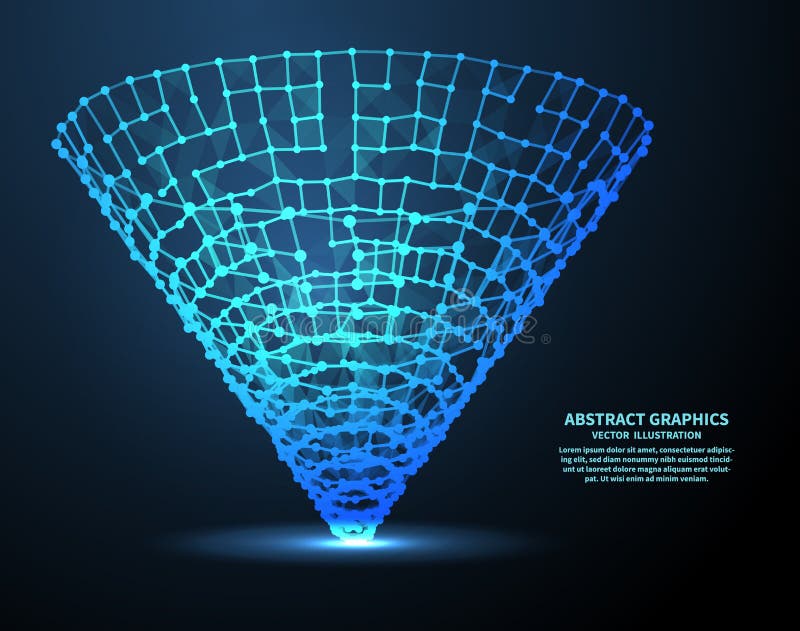 Digital Funnel, Vector Illustration. Network Connections with Points ...