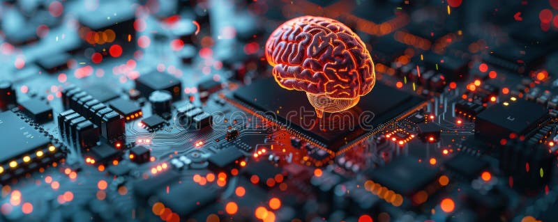 Digital Fusion: Brain and CPU Chip Stock Image - Image of generated ...
