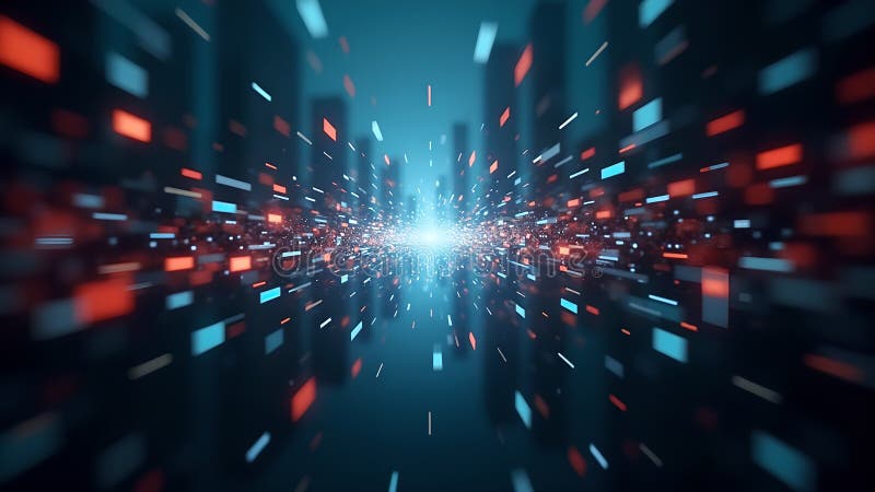 Digital Future, Abstract City Data Stream Visual Stock Illustration ...