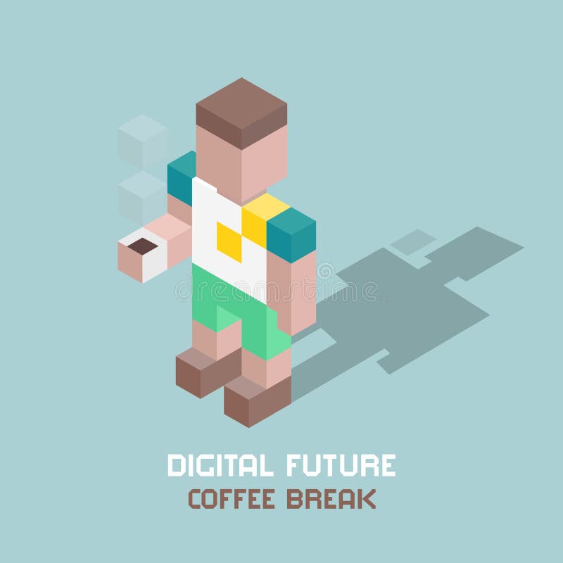 Digital Future Coffee Break, Cubes Composition Isometric Vector ...