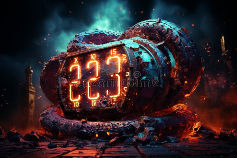 Digital Futurism Snake on Clock at Midnight with 2025 Numbers in ...