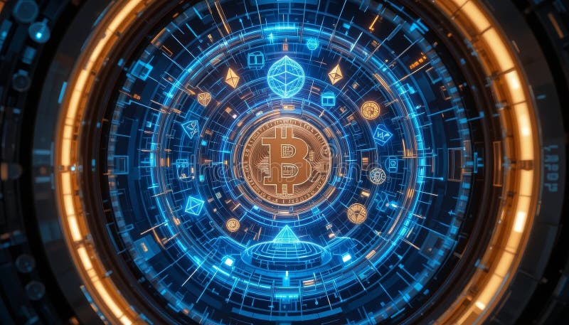 Digital Futuristic Bitcoin Concept with Glowing Cyber Interface Stock ... Digital Futuristic Bitcoin Concept with Glowing Cyber Interface Stock ...