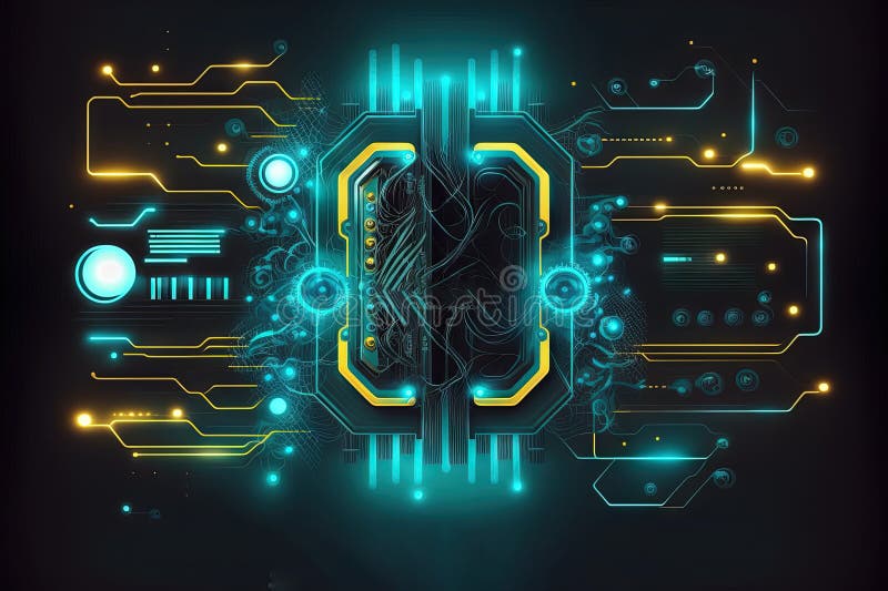 Digital Futuristic Circuit Technology, 3d Abstract Sci-fi User ...