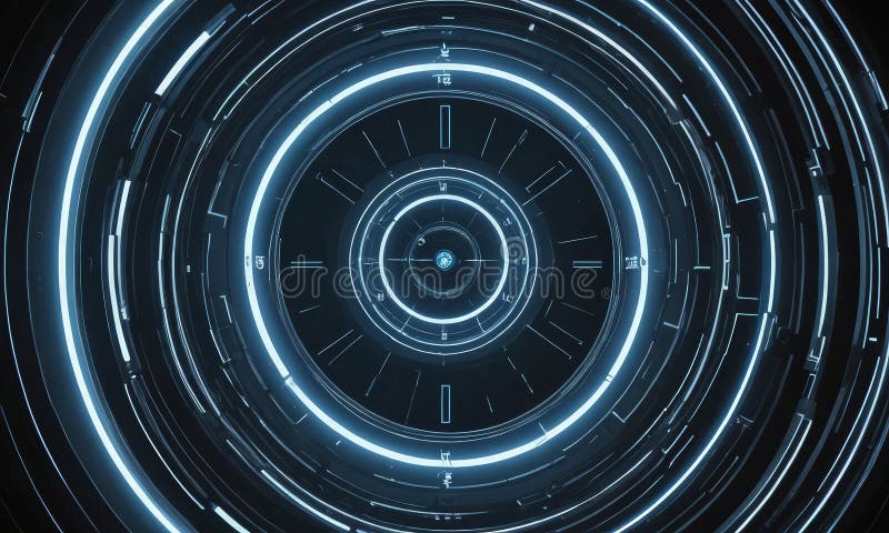 Digital Futuristic Clock Face with Circular Design and Glowing Blue ...