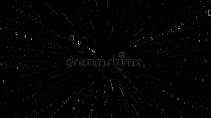 Digital Futuristic Data Tunnel Seamless Loop Binary Numbers In