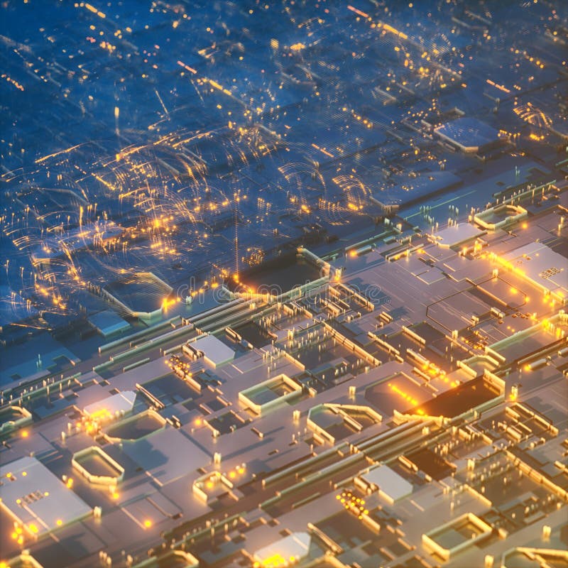 Digital Futuristic Hardware Technology 3D Rendering Stock Illustration ...