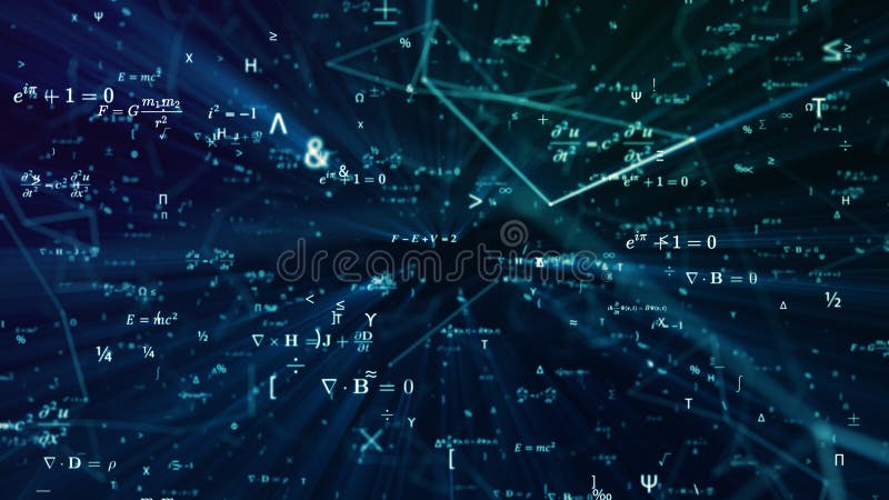 Digital Futuristic Illustration with Math, Physics Formulas in Mesh ...