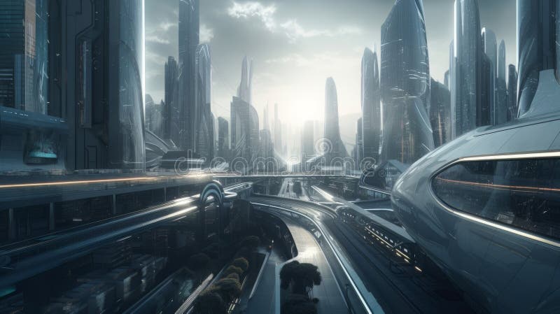 Digital Futuristic Imaginative Smart City. Generative Ai Stock Photo ...