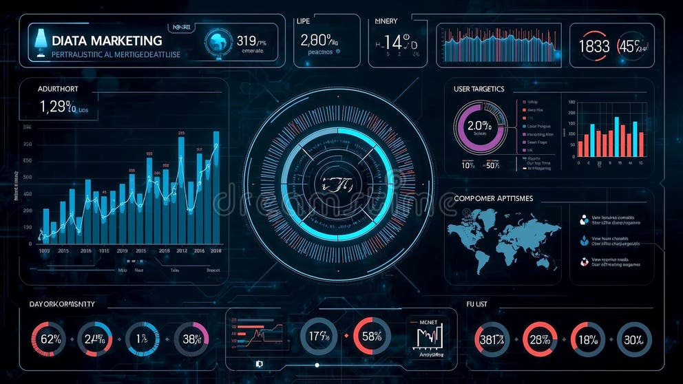 Digital Futuristic Infographic Interface Displaying Data Analytics and ...