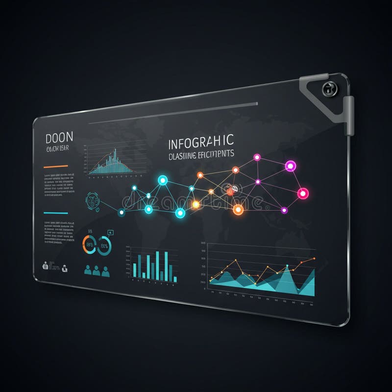Digital Futuristic Infographic on a Transparent Glass Panel, Featuring Colorful Data Stock ...