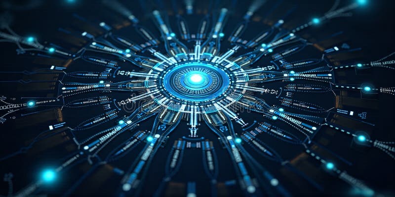 Digital Futuristic Interface: Advanced Data Network Hub Stock ...