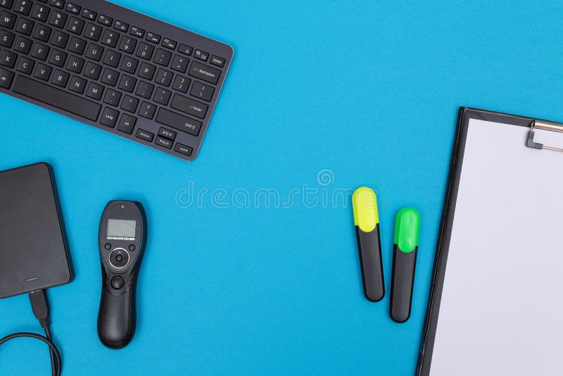 Digital Gadgets on Blue Table Stock Photo - Image of blog, digital ...