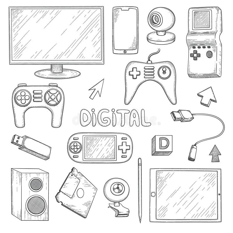 Digital Gadgets Pattern. Computer Devices Smartphone Pc Tablet Laptop ...